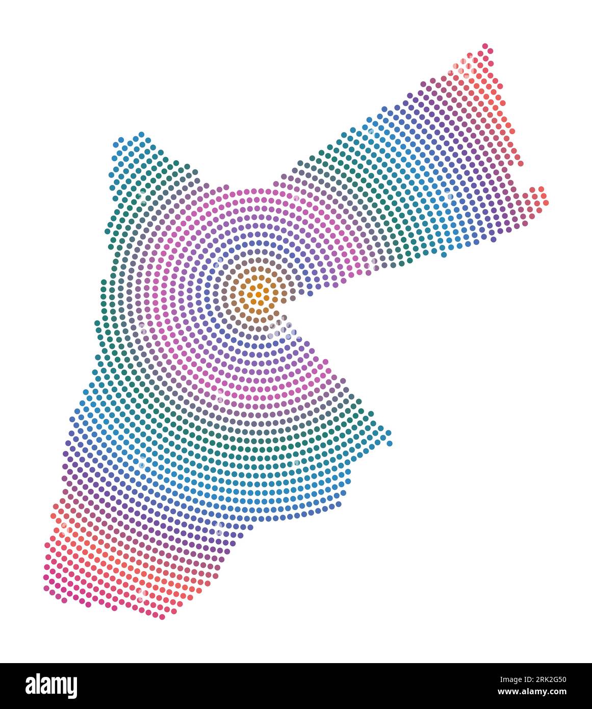 Jordan dotted map. Digital style shape of Jordan. Tech icon of the country with gradiented dots ...