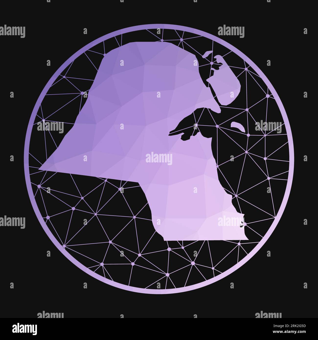 Kuwait icon. Vector polygonal map of the country. Kuwait icon in ...