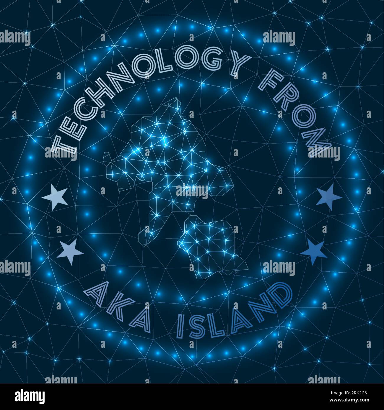 Technology from Aka Island. Futuristic geometric badge. Technological ...