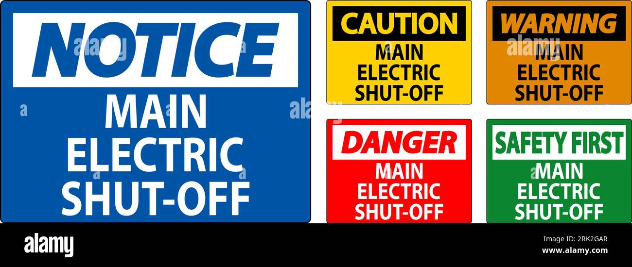 Caution Sign Main Electric Shut-Off Stock Vector Image & Art - Alamy