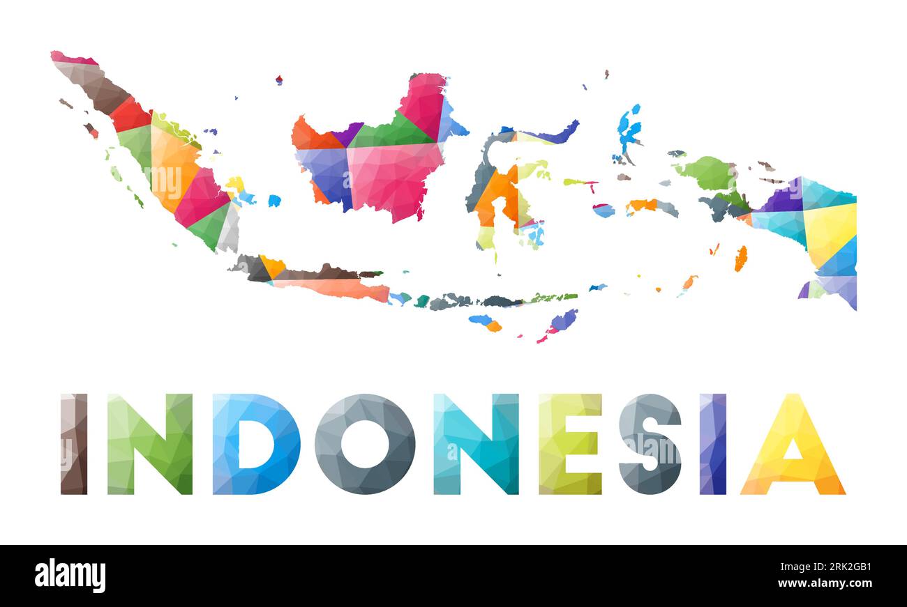 Indonesia - colorful low poly country shape. Multicolor geometric ...
