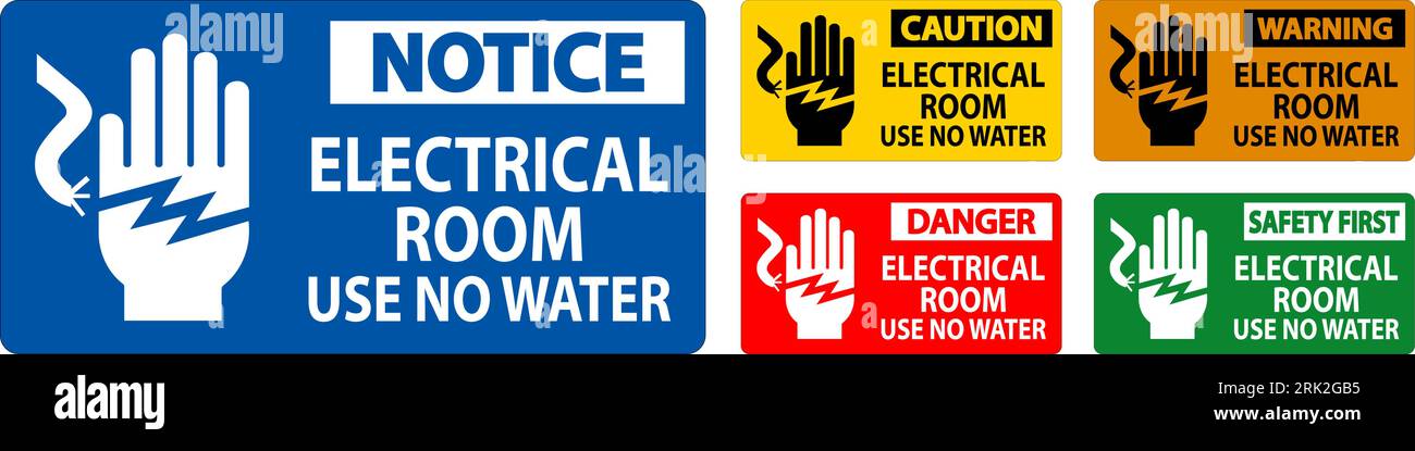 Restricted Area Sign Danger Electrical Room Use No Water Stock Vector ...