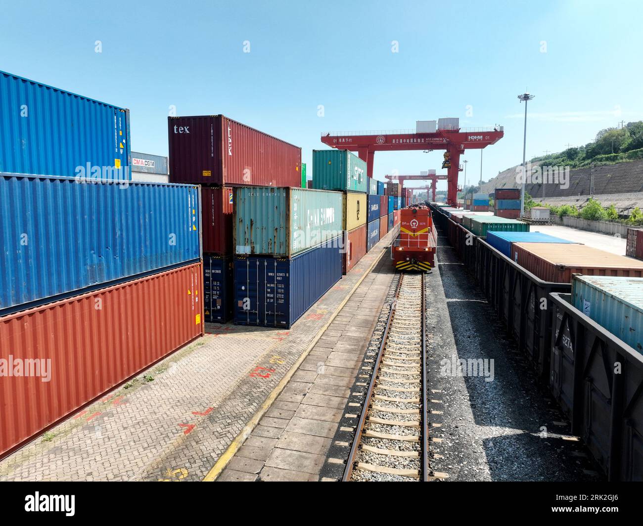 LIANYUNGANG, CHINA - AUGUST 24, 2023 - A China-Europe freight train ...