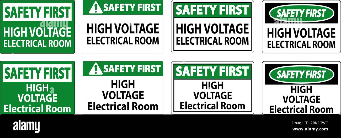 Safety First Sign High Voltage - Electrical Room Stock Vector Image ...