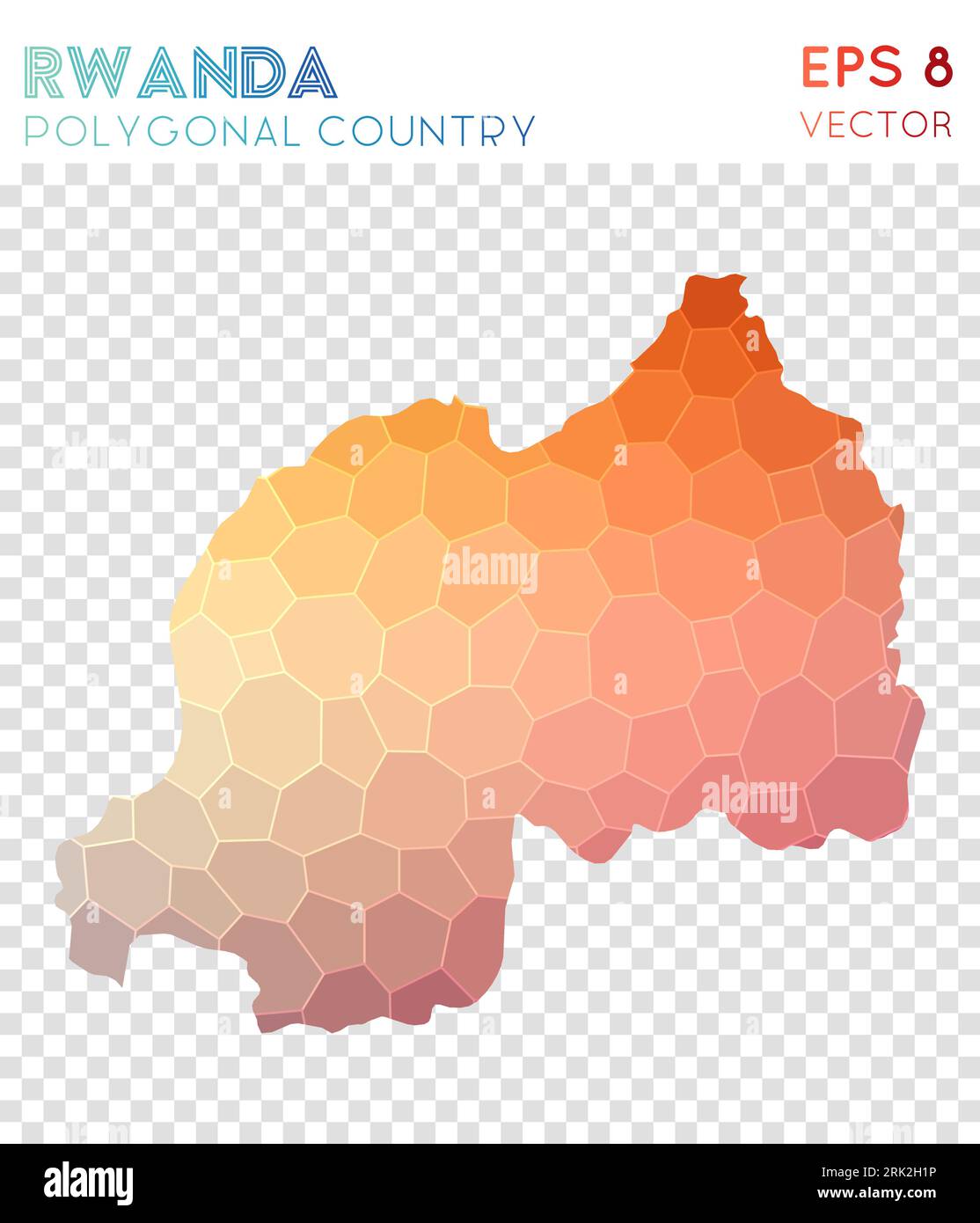 Rwanda polygonal map, mosaic style country. Beautiful low poly style ...