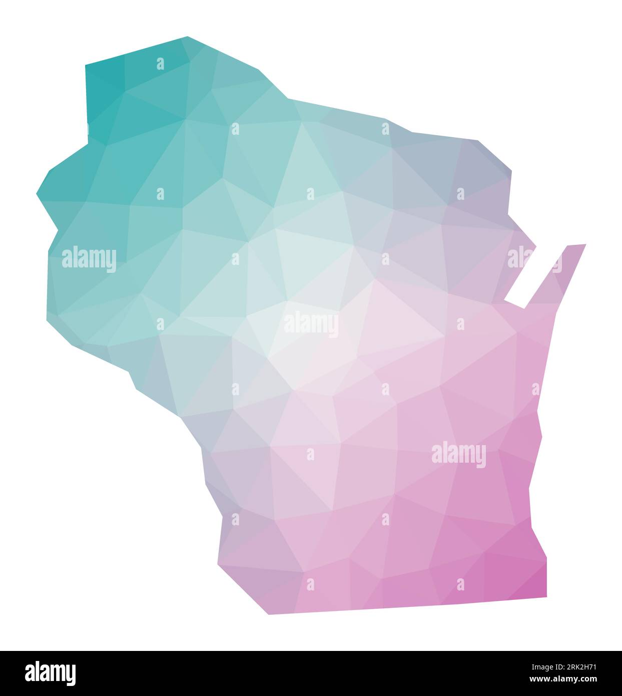 Polygonal map of Wisconsin. Geometric illustration of the US state in ...