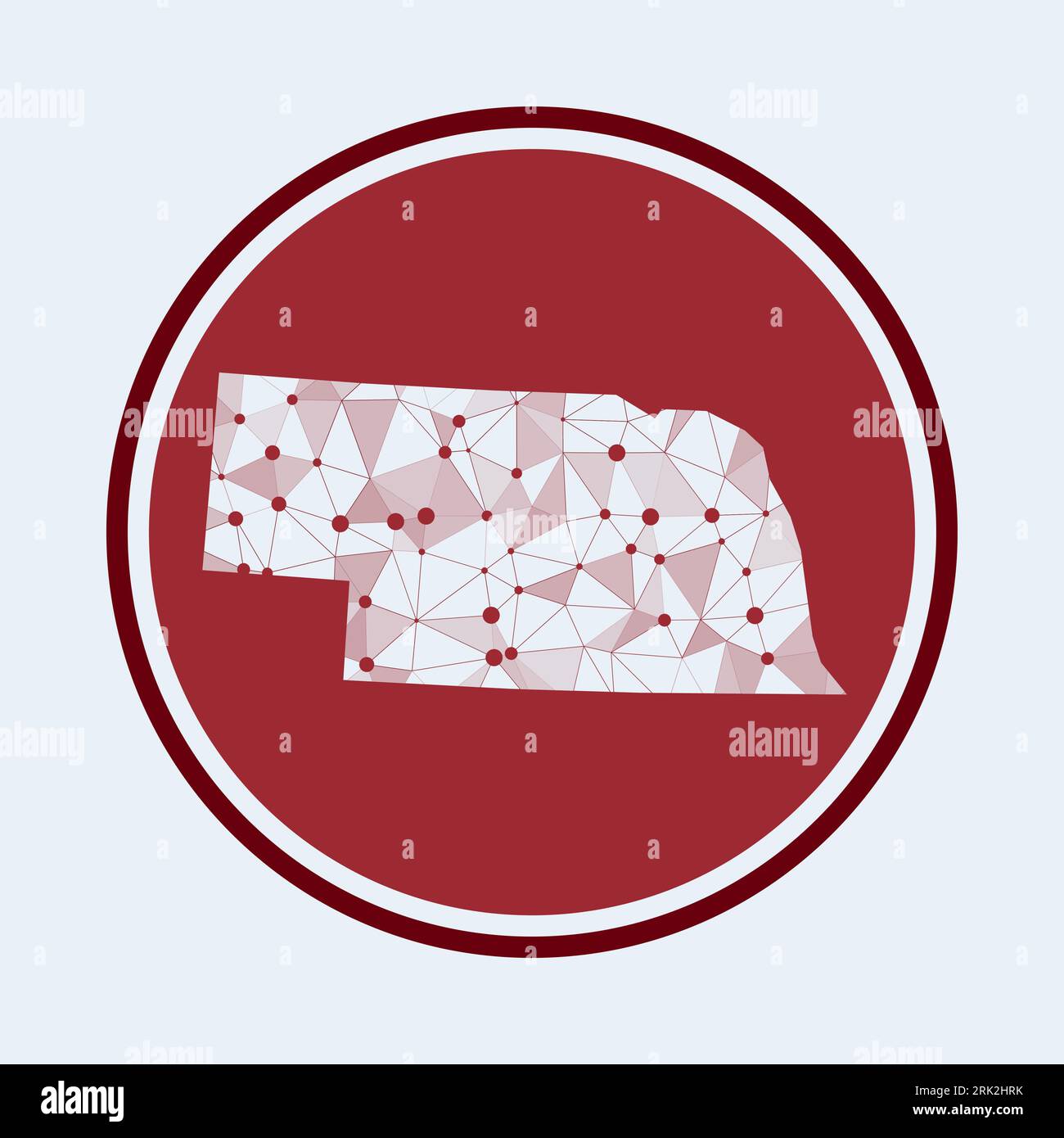 Nebraska icon. Trendy tech logo of the US state. Geometric mesh round ...