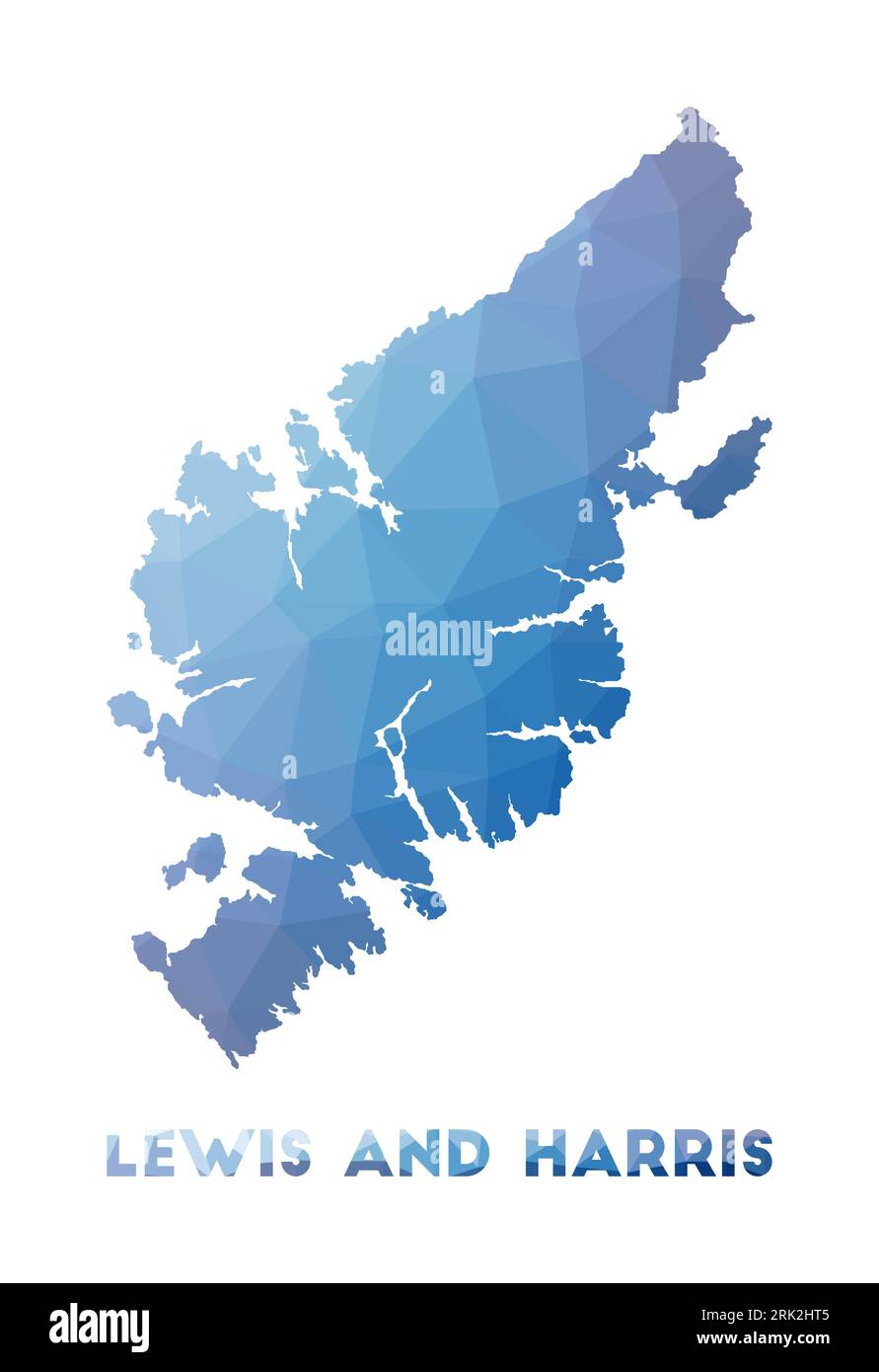Low poly map of Lewis and Harris. Geometric illustration of the island ...