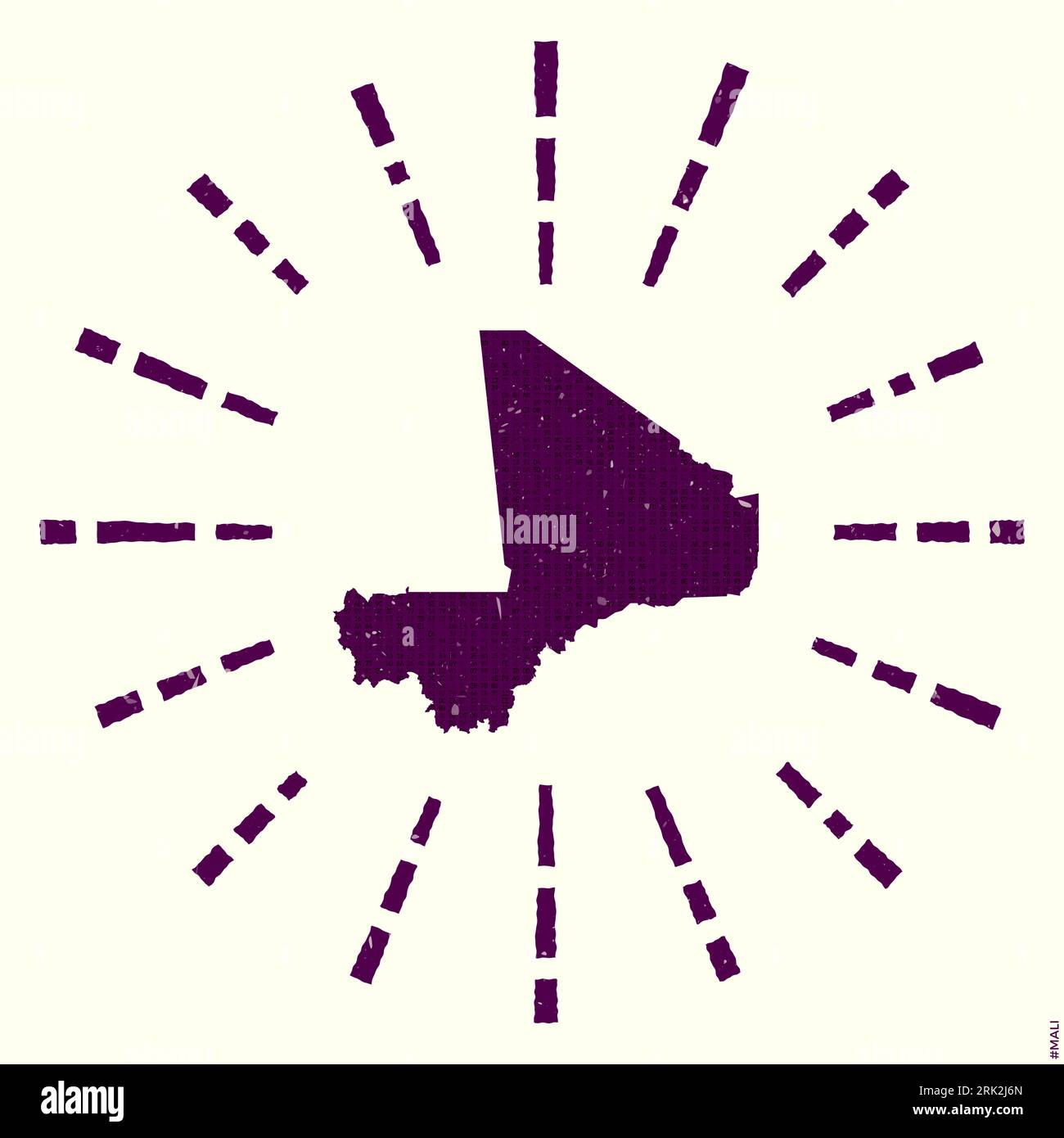 Mali logo. Grunge sunburst poster with a map of the country. The shape ...