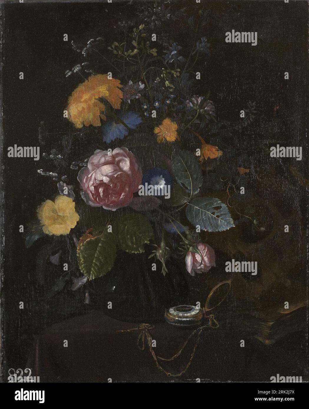 Still Life of Flowers with a Watch and Skull between circa 1650 and ...