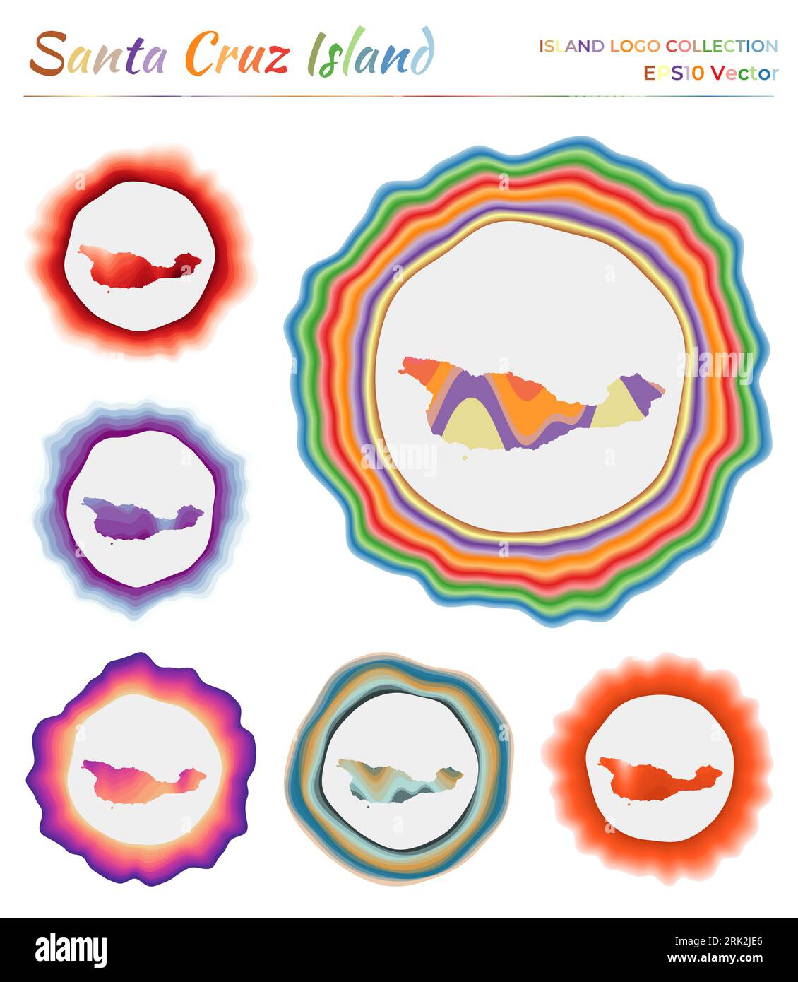 Santa Cruz Island logo collection. Colorful badge of the island. Layers ...