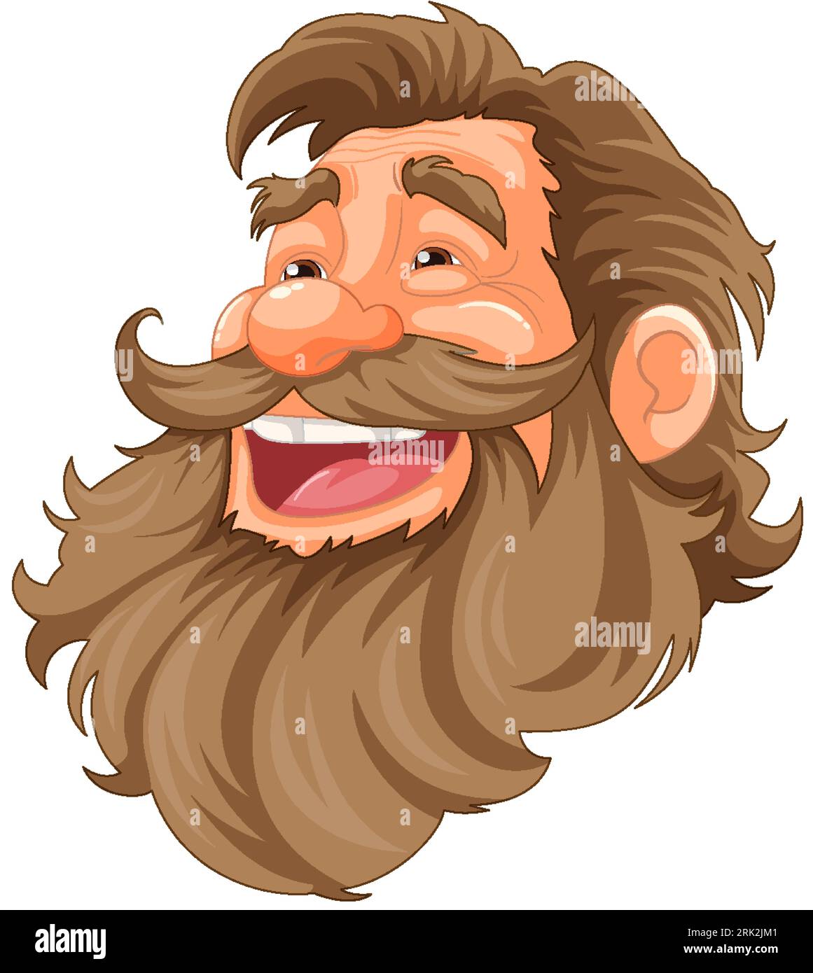 A cheerful vector illustration of an elderly man with a beard and ...