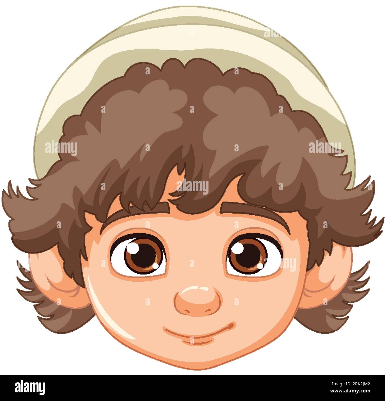 Vector cartoon illustration of a boy with a neutral expression and a ...