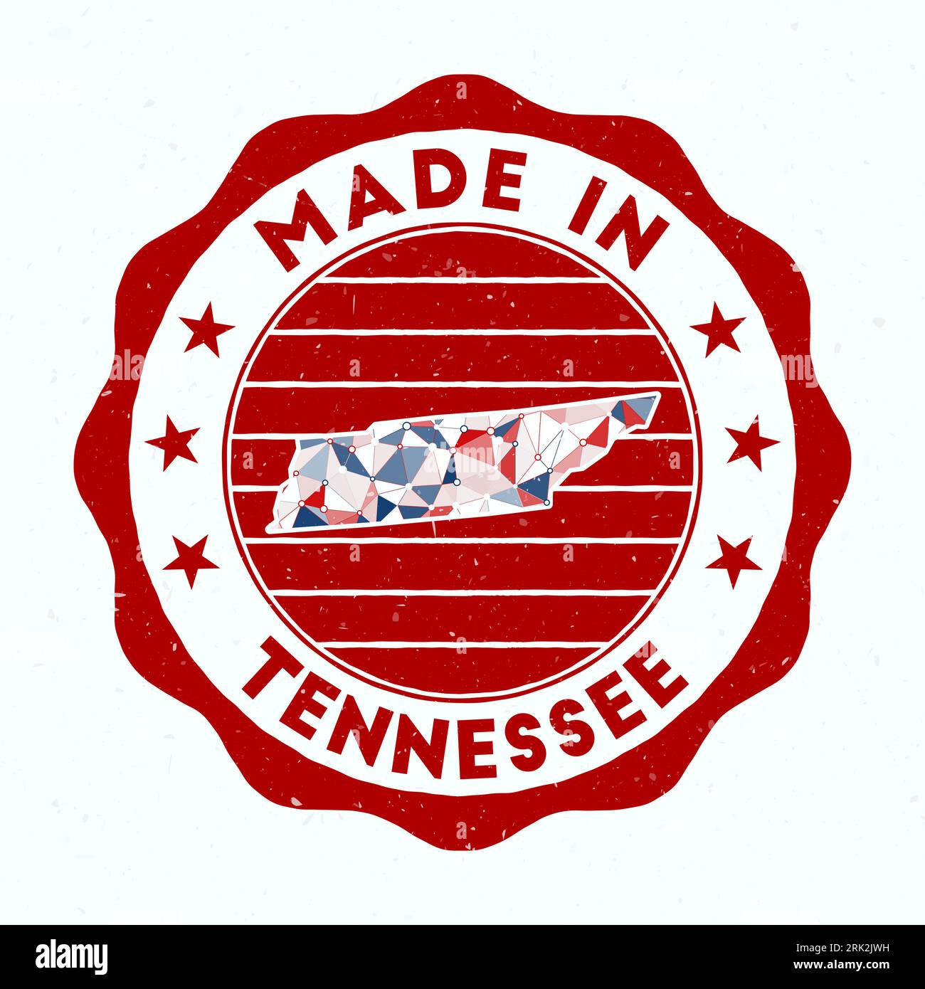 Made In Tennessee. US state round stamp. Seal of Tennessee with border ...