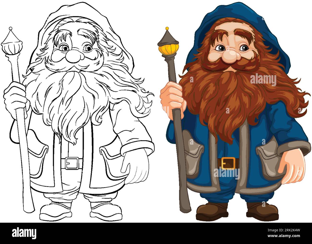 Wizard Holding Staff Drawing