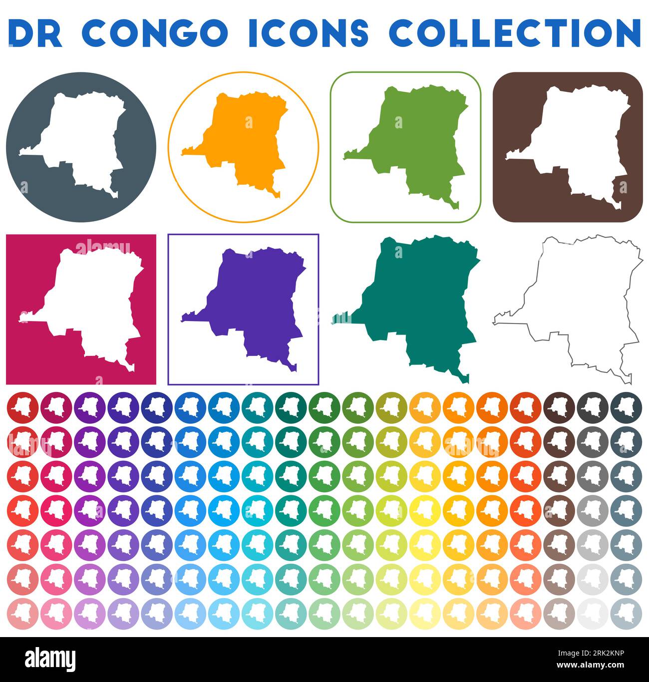 DR Congo icons collection. Bright colorful trendy map icons. Modern DR ...
