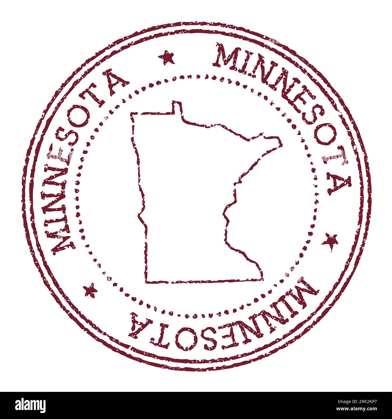 Minnesota round rubber stamp with us state map. Vintage red passport ...