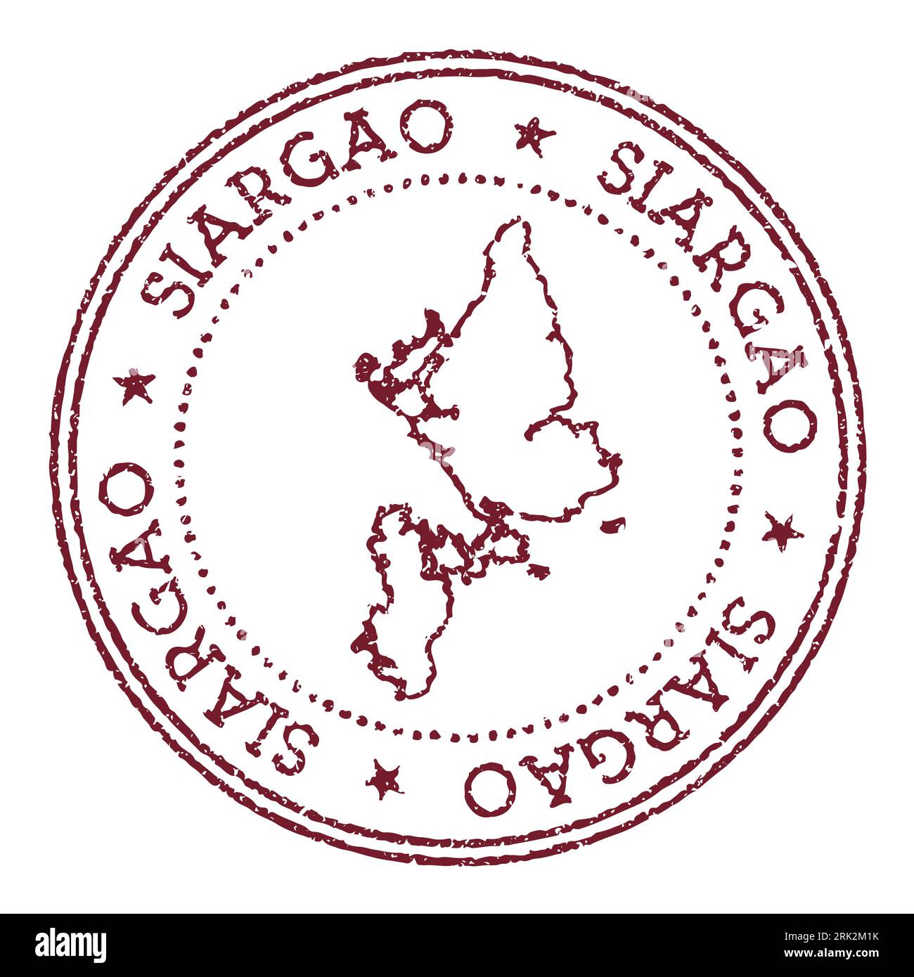 Siargao round rubber stamp with island map. Vintage red passport stamp ...