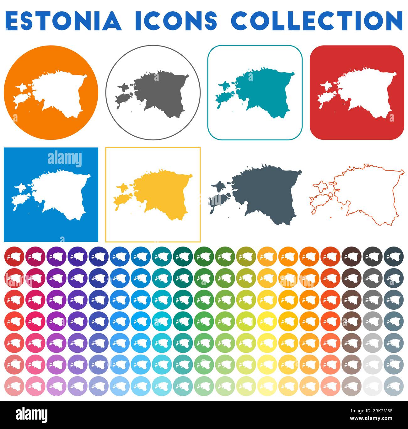 Estonia icons collection. Bright colorful trendy map icons. Modern ...