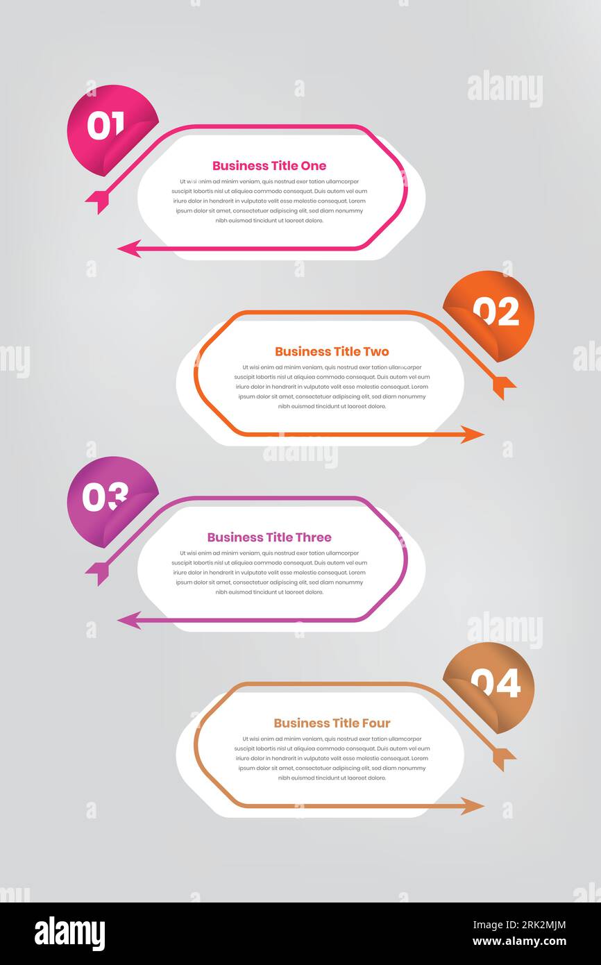 Vertical four step project overview infographic template with arrow and ...
