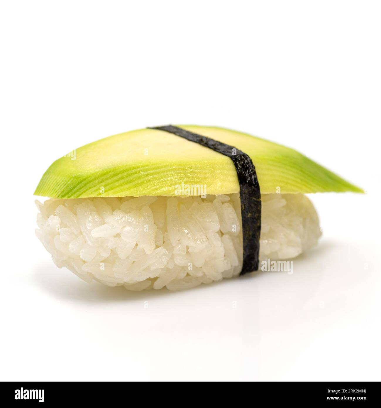 Japanese Nigiri sushi with avocado on white background Stock Photo - Alamy
