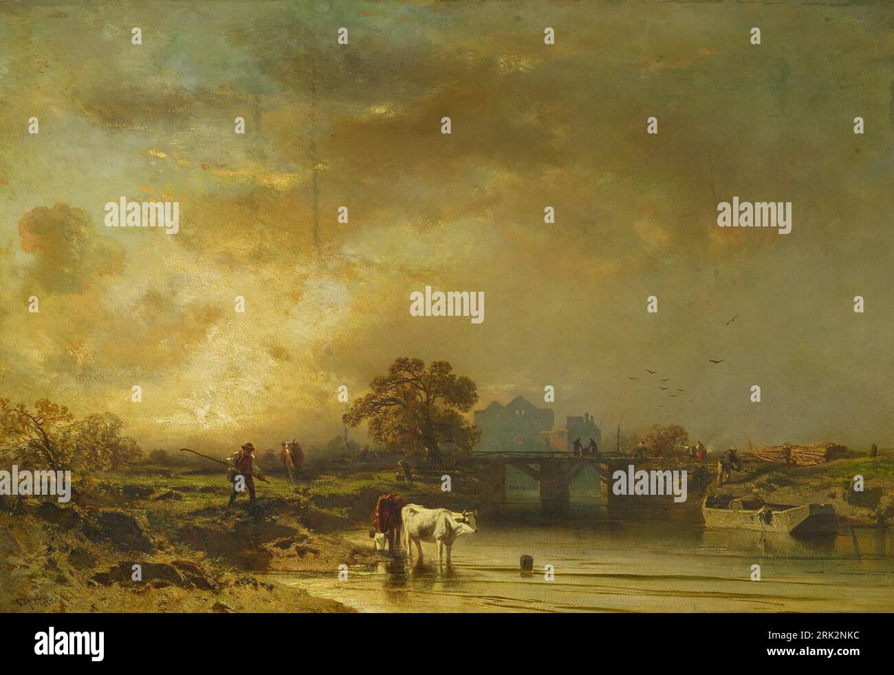 French river landscape 1855 by Charles Hoguet Stock Photo - Alamy