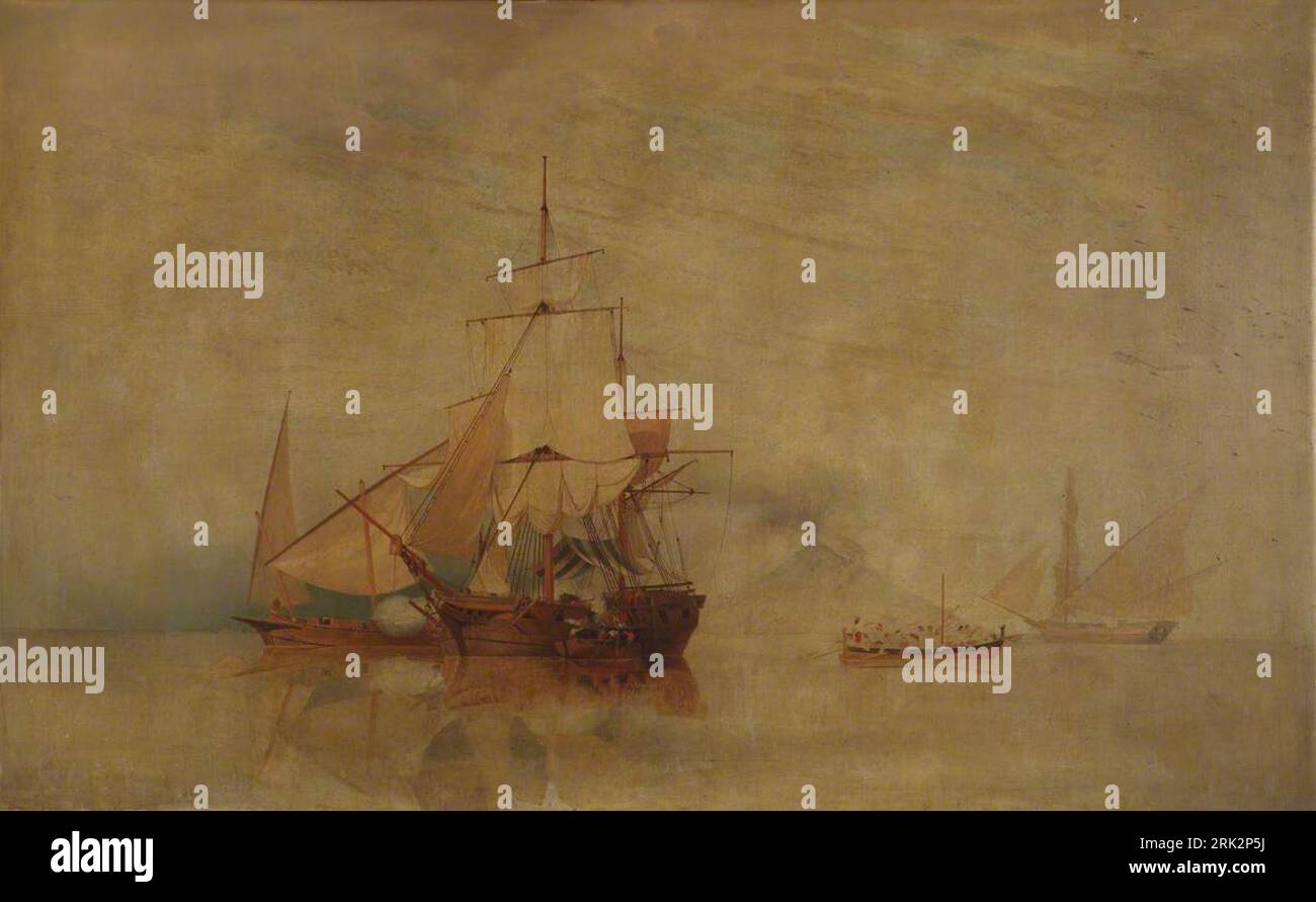 A ketch in action with feluccas by William John Huggins Stock Photo - Alamy