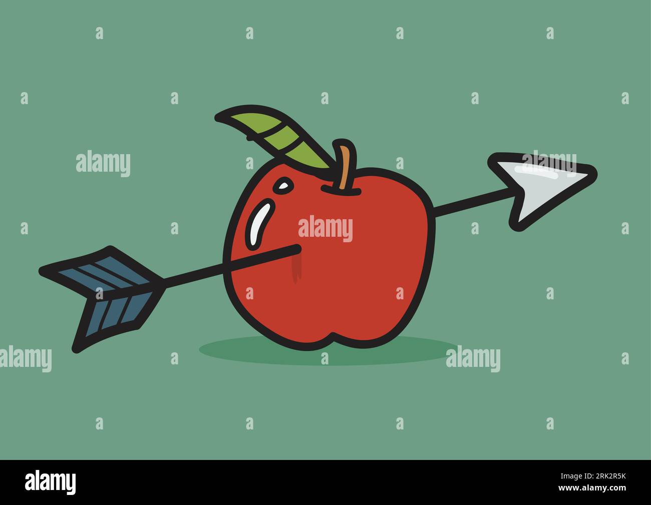 Apple with arrow doodle style. Vector Illustration Stock Vector Image ...
