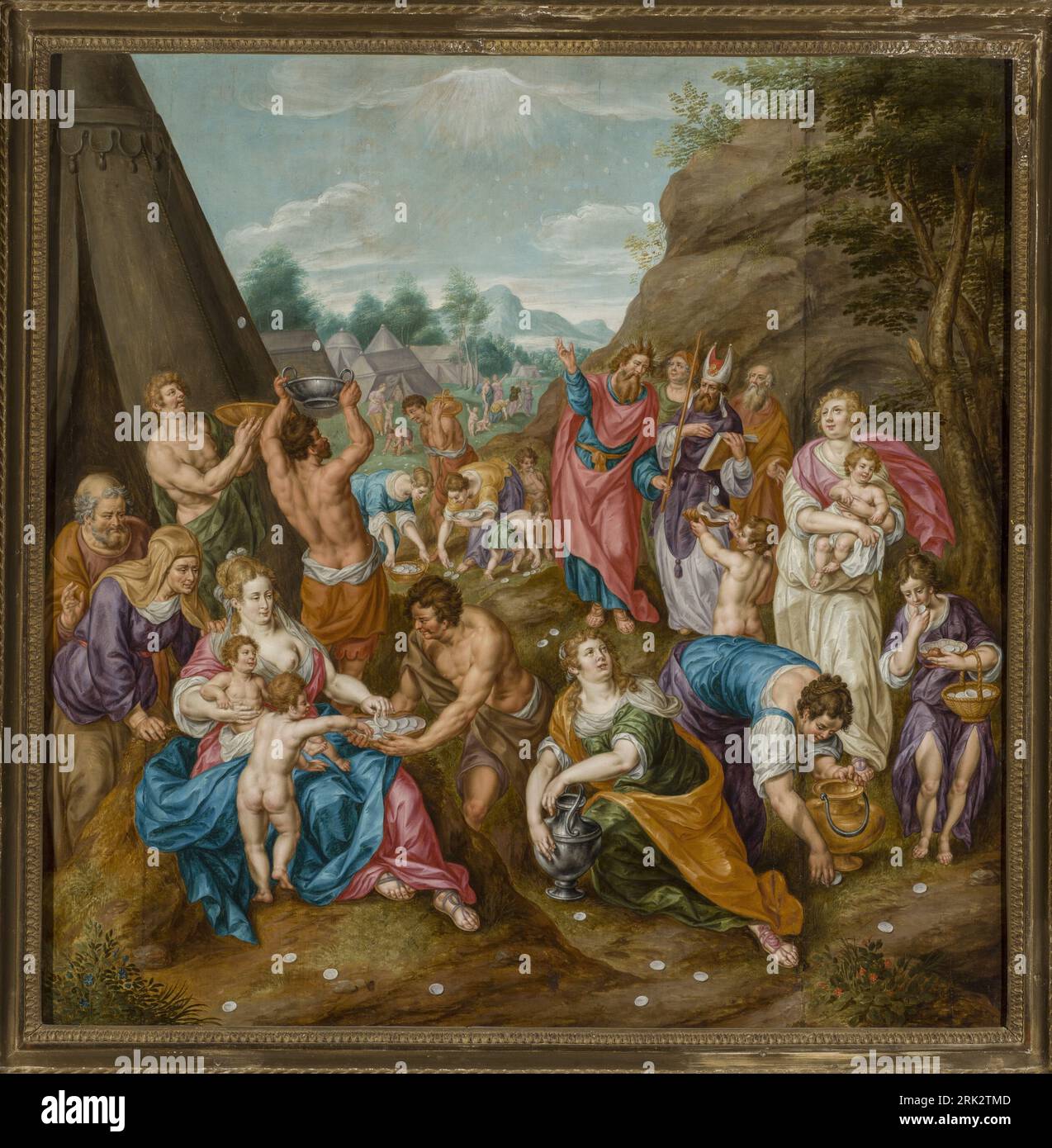 Gathering manna (Exodus 16:14-17) by Hendrick de Clerck Stock Photo - Alamy