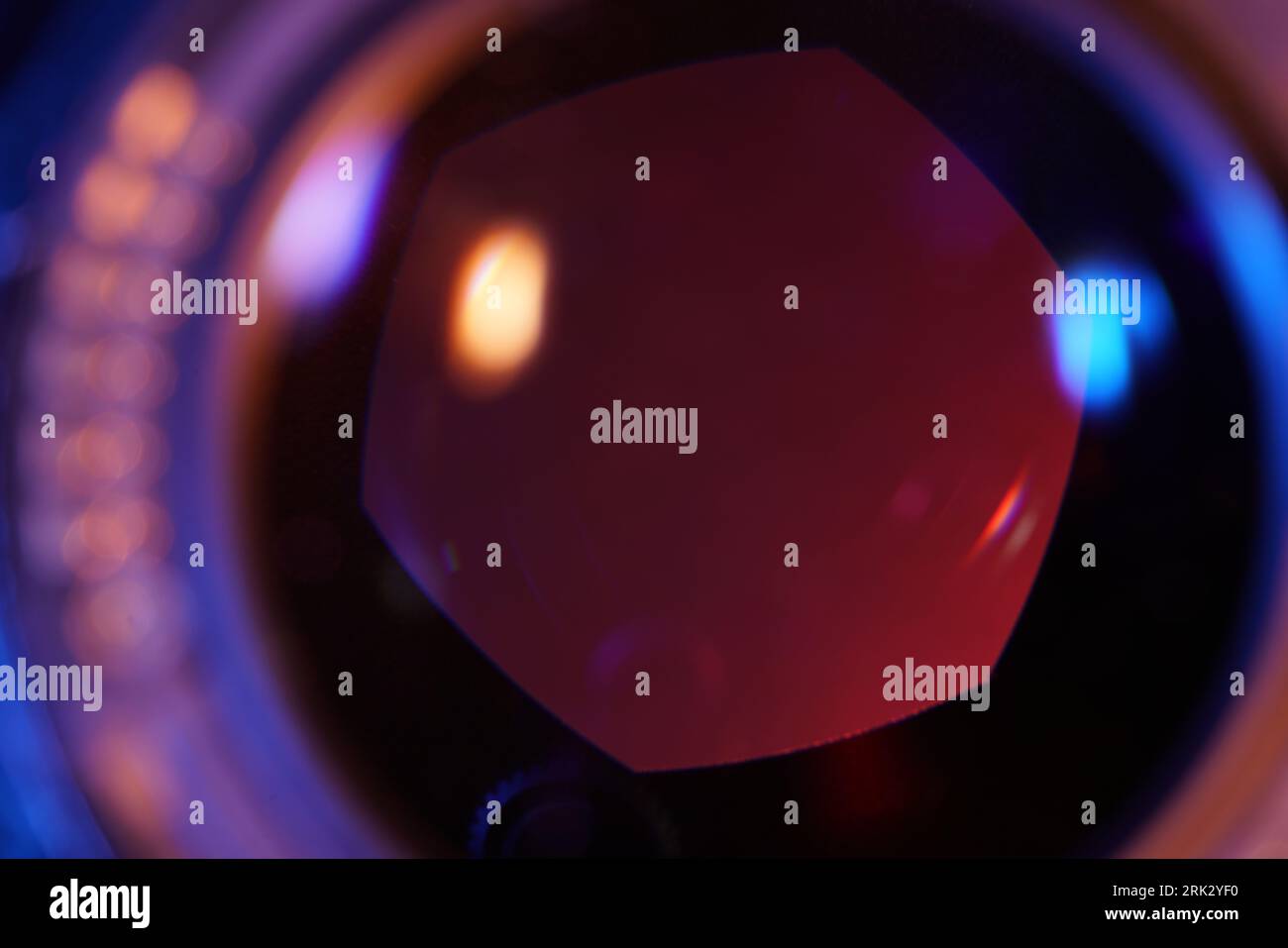 Camera lens with light and lens flare, close-up. Selective focus Stock ...