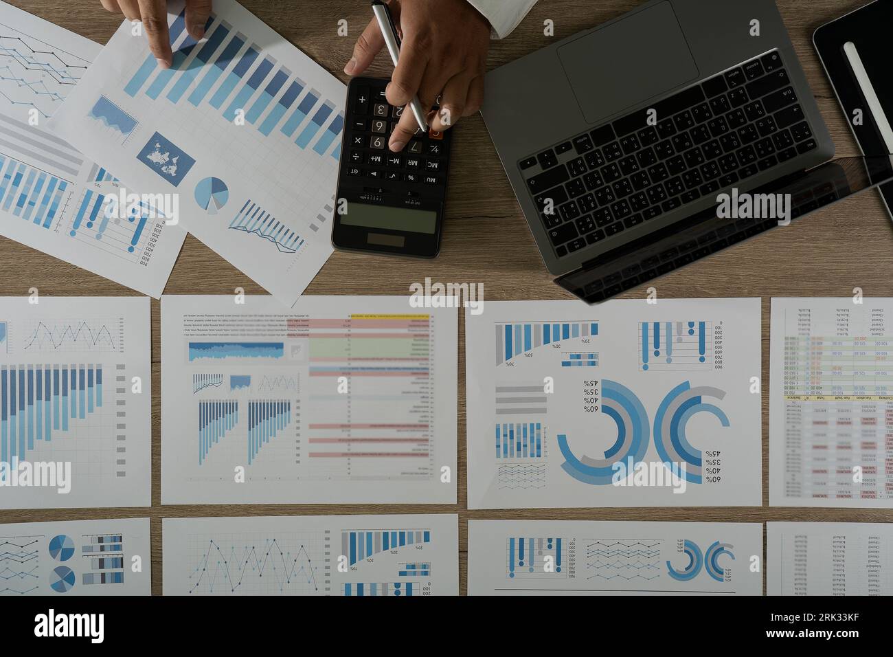 businessman working data document graph chart report chart suitable for ...