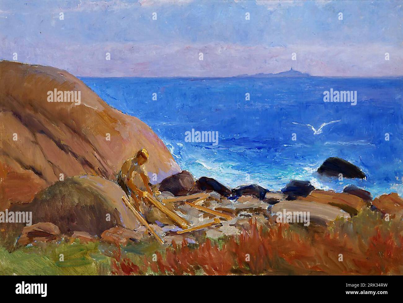 Boy Building a Raft before 1945 by Venny Soldan-Brofeldt Stock Photo ...