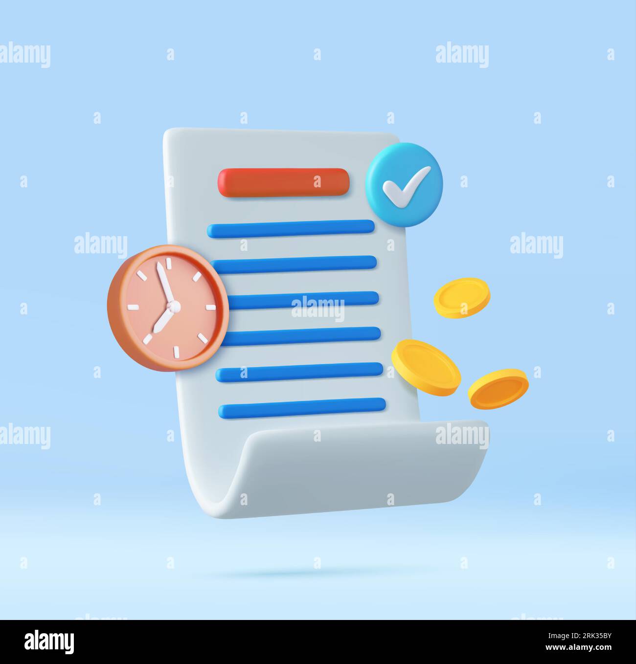 3d Bill with clock and golden coins Stock Vector Image & Art - Alamy