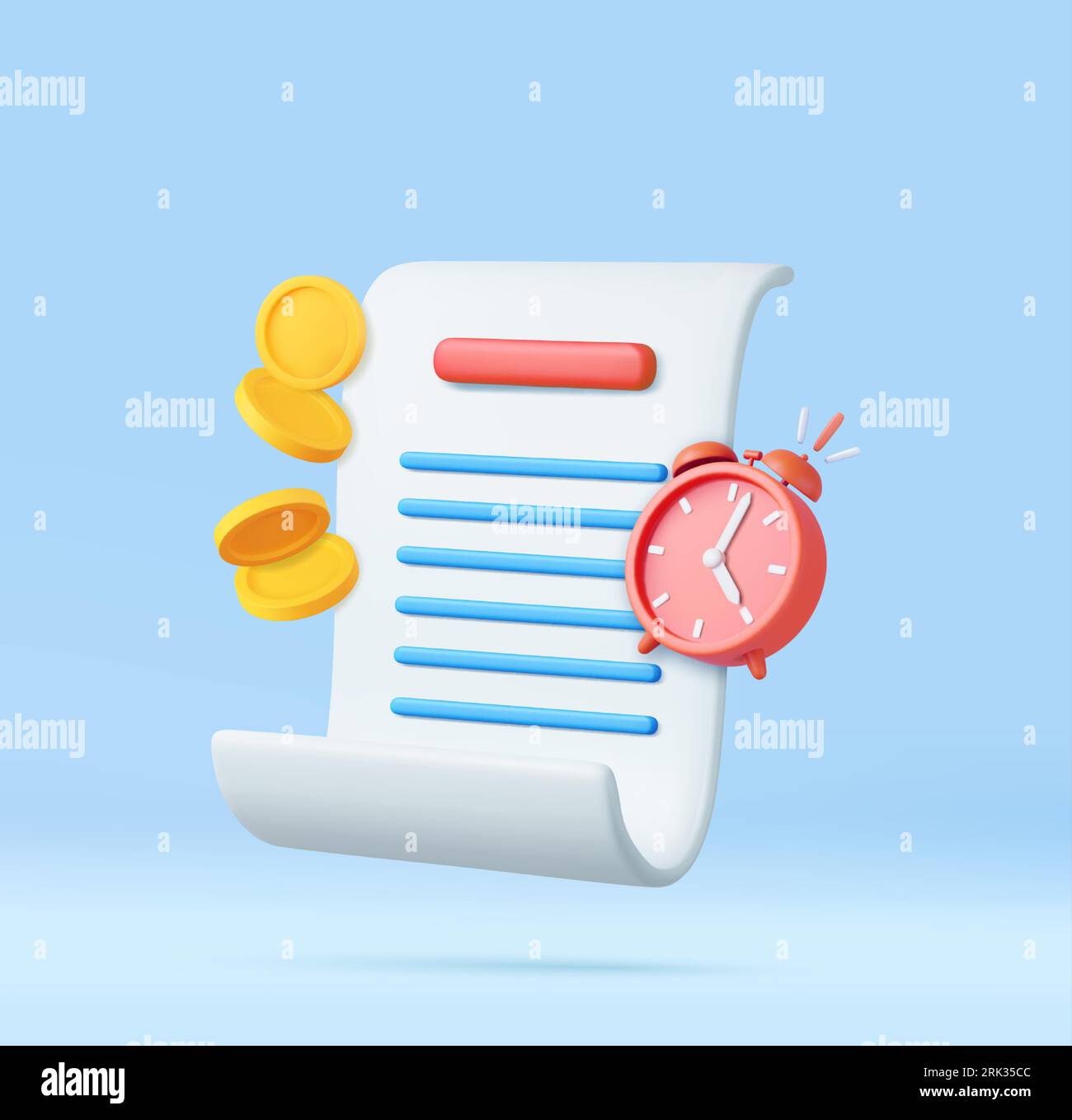 3d Bill with clock and golden coins Stock Vector Image & Art - Alamy