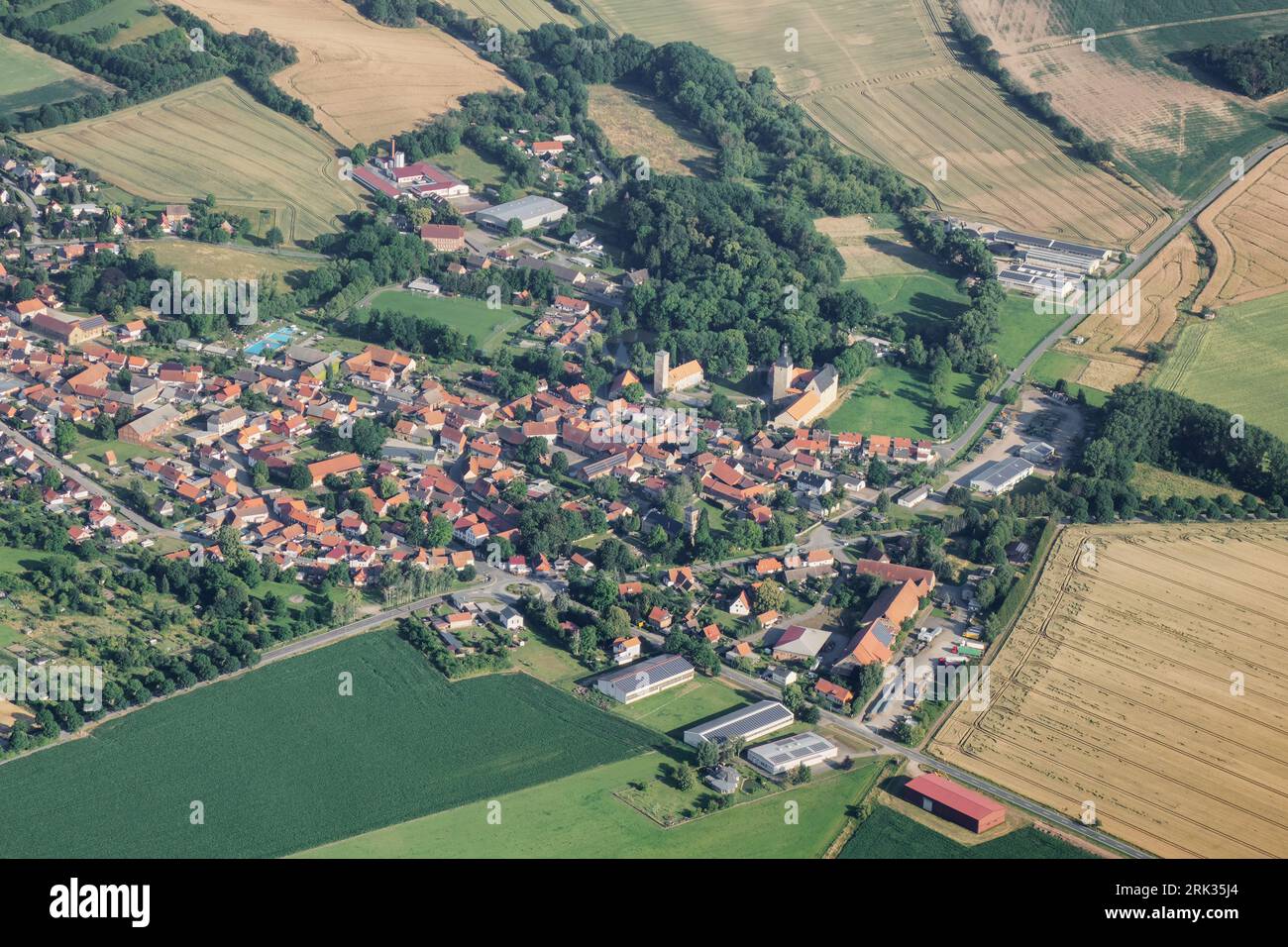 Aerial view of Zilly. Zilly is a village of the city of Osterwieck in ...