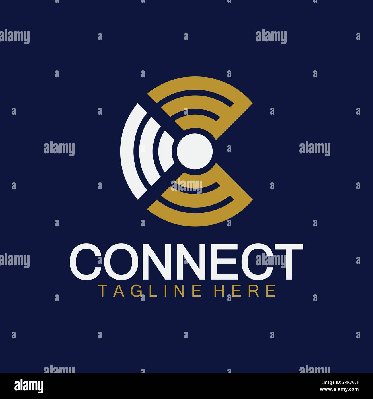 Letter c connection logo with signal design vector illustration Stock ...