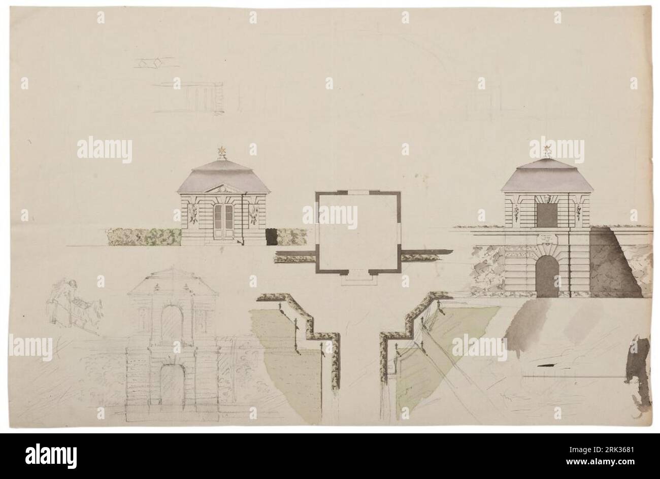 Project for a gardenpavillion crowned with the Nordstar; elevation of ...