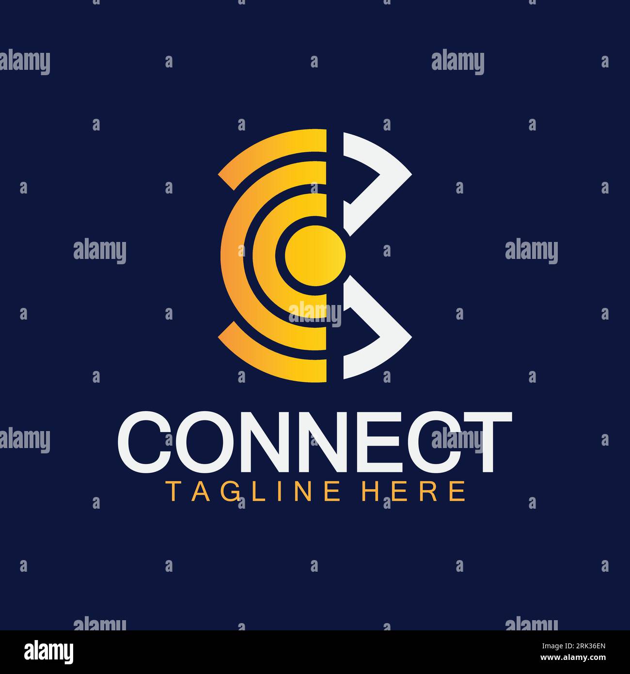 Letter c connection logo with signal design vector illustration Stock ...