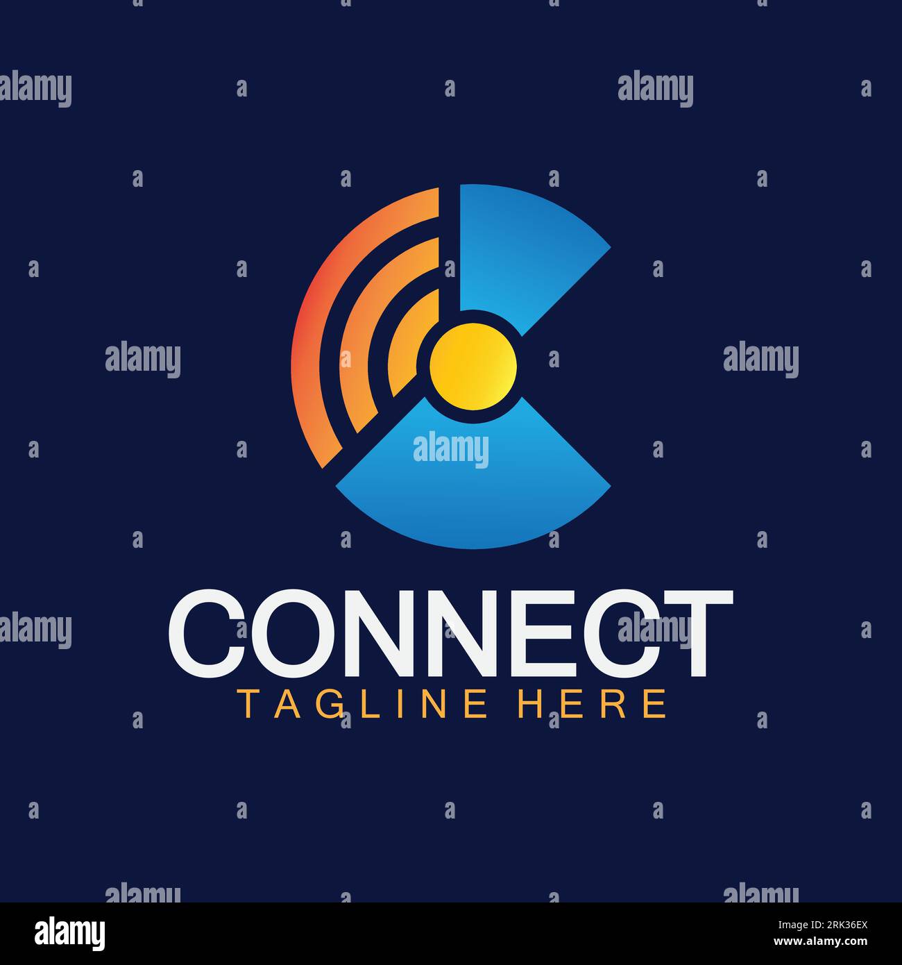 Letter c connection logo with signal design vector illustration Stock ...