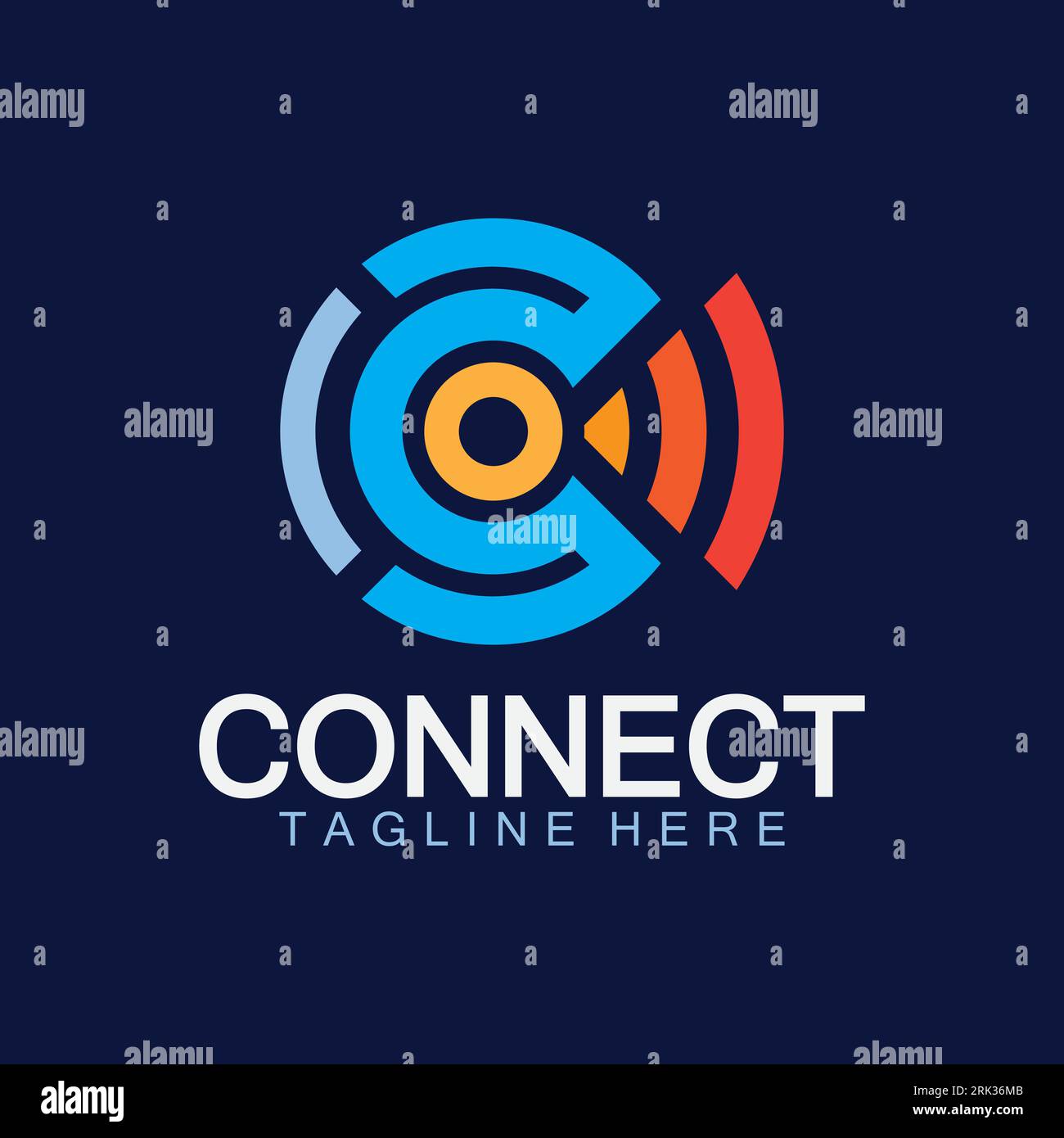 Letter c connection logo with signal design vector illustration Stock ...