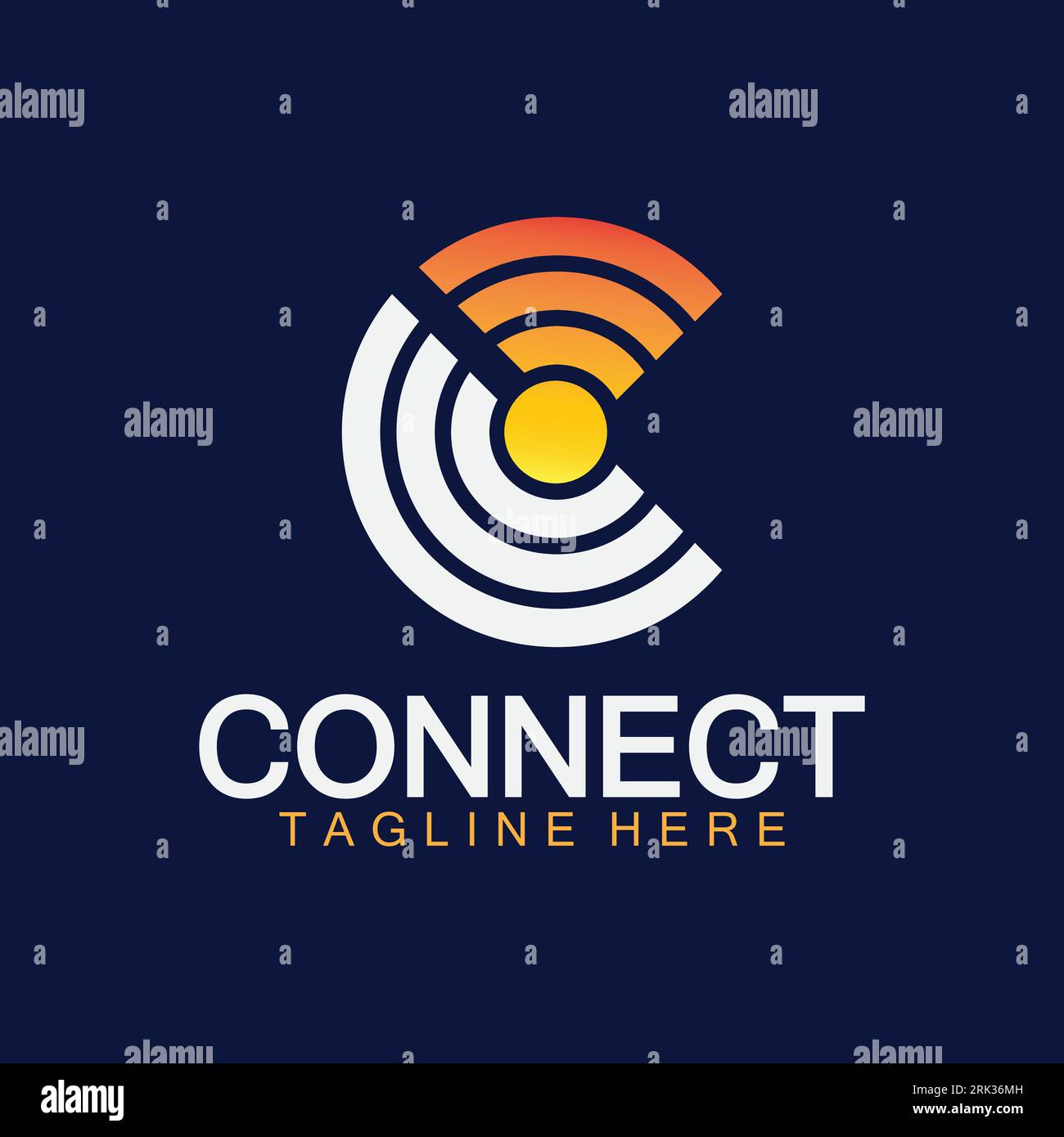 Letter c connection logo with signal design vector illustration Stock ...