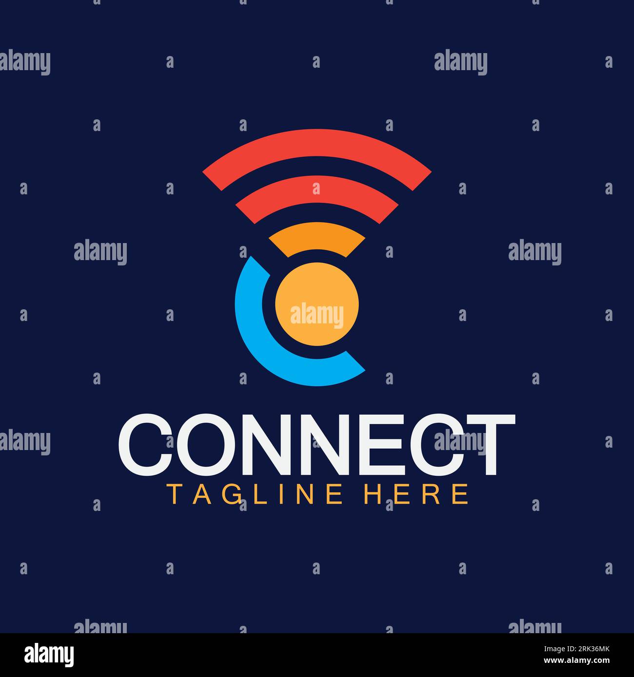 Letter c connection logo with signal design vector illustration Stock ...