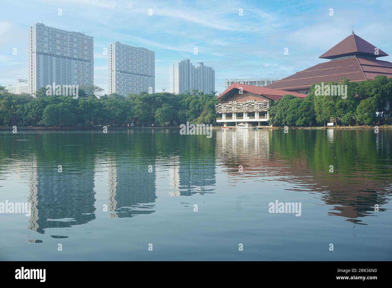 some apartment building in the distance and a building next to a ...