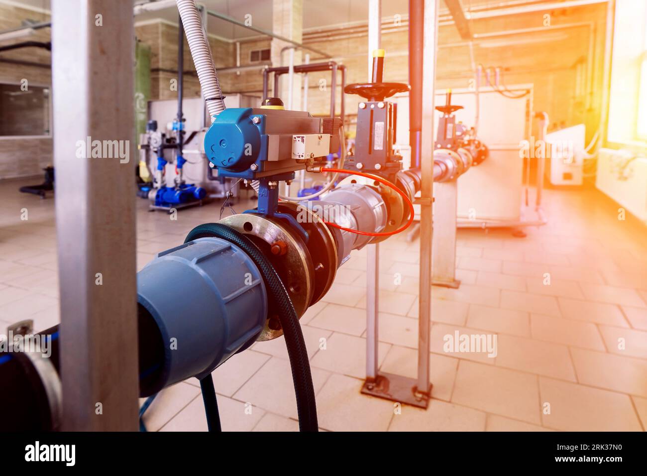 Pressure sensor in an industrial boiler room. Barometer in the heating ...
