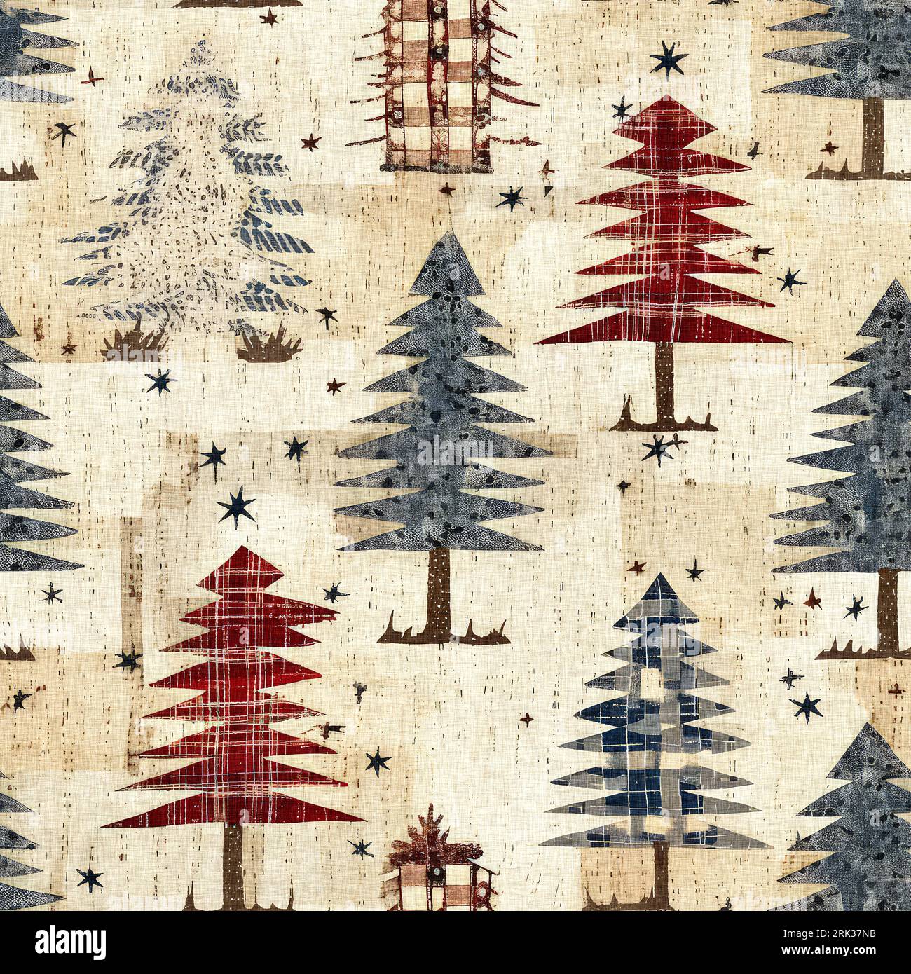 Rustic country christmas cottage with primitive hand sewing fabric ...