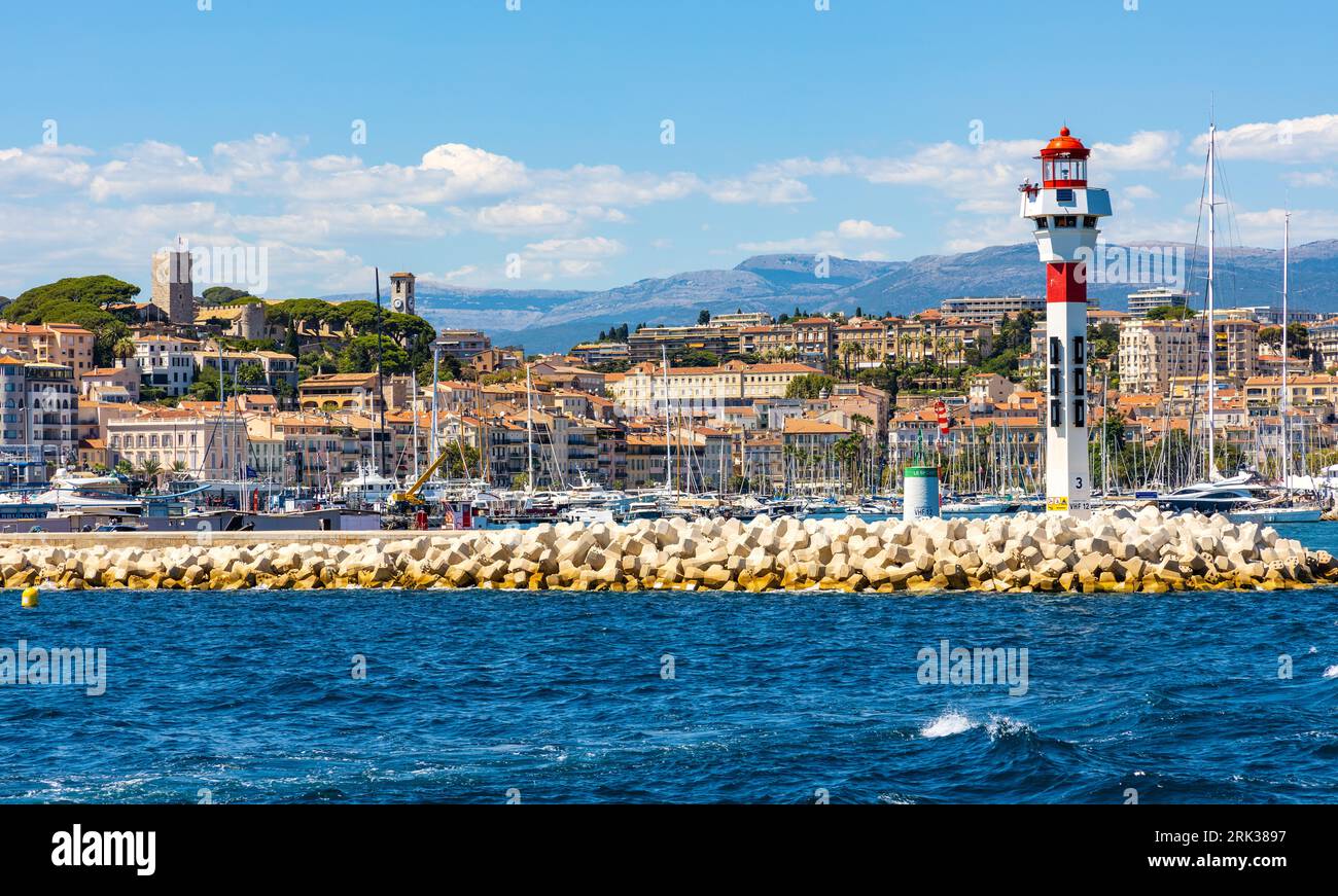 Cannes, France - July 31, 2022: Cannes seafront panorama with ...