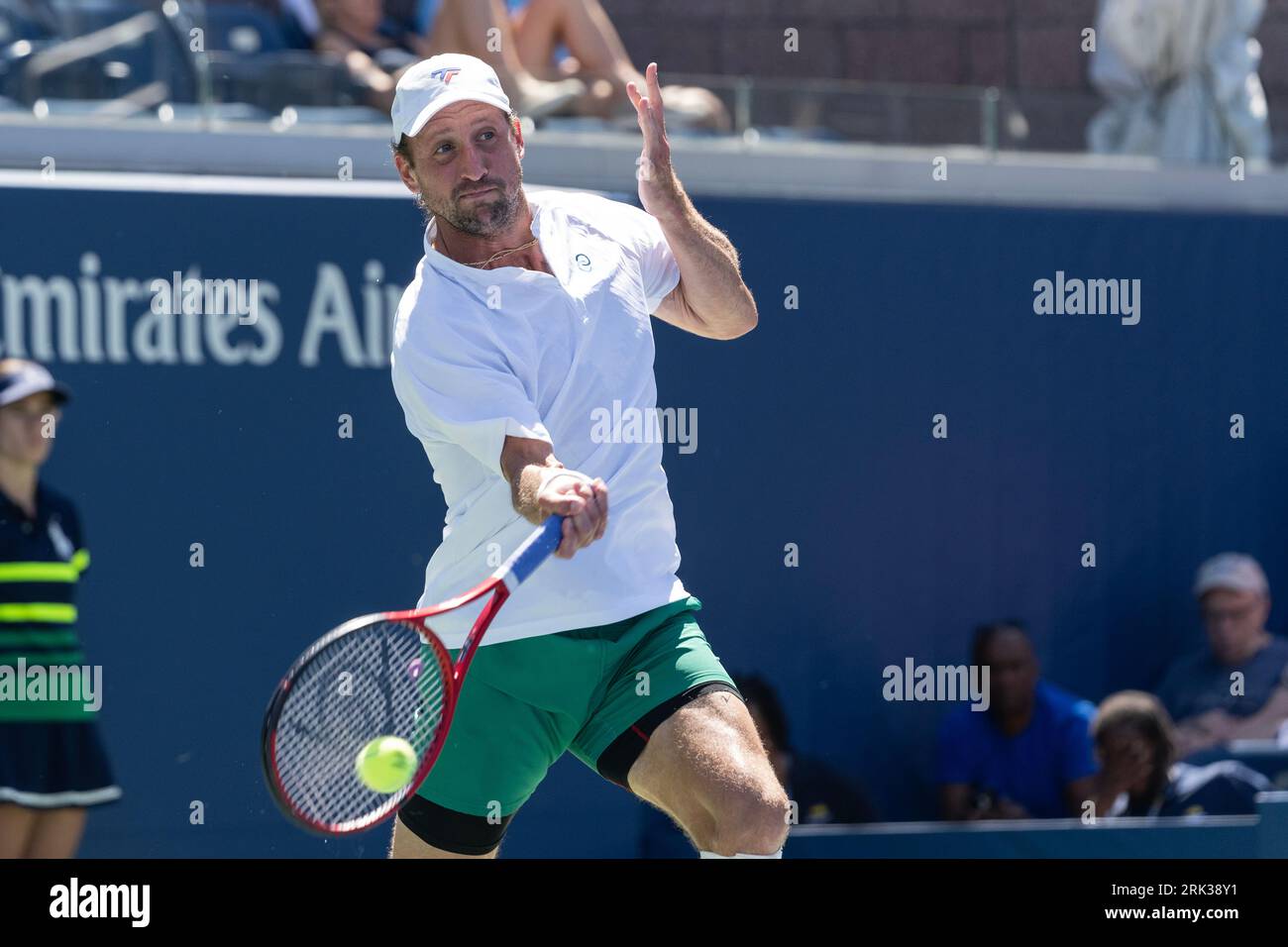 Tennys Sandgren of USA returns ball during 1st round match against ...