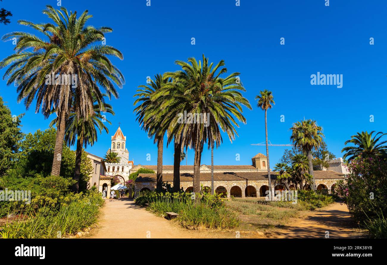 Cannes, France - July 31, 2022: Abbaye de Lerins monastery with Saint ...