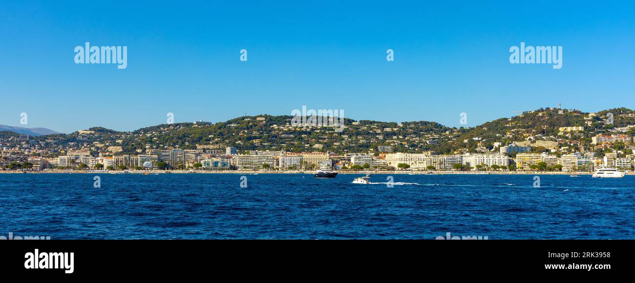Cannes, France - July 31, 2022: Cannes city center seafront panorama ...