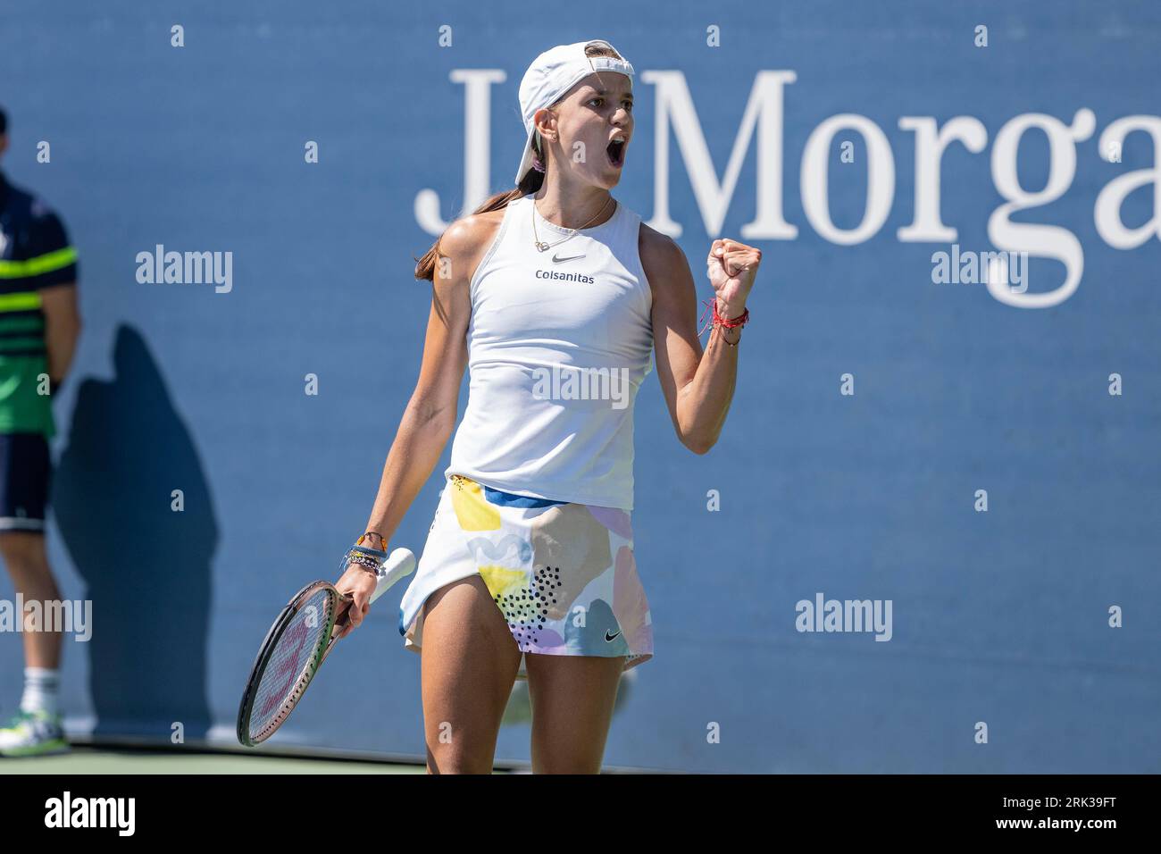 New York, USA. 23rd Aug, 2023. Emiliana Arango of Colombia reacts ...